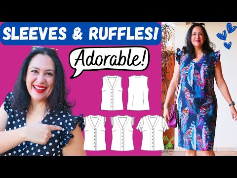 Ruffle sleeves are TOO ADORABLE. Great darts too! Cup sizes. Mindelo (Itch to Stitch).