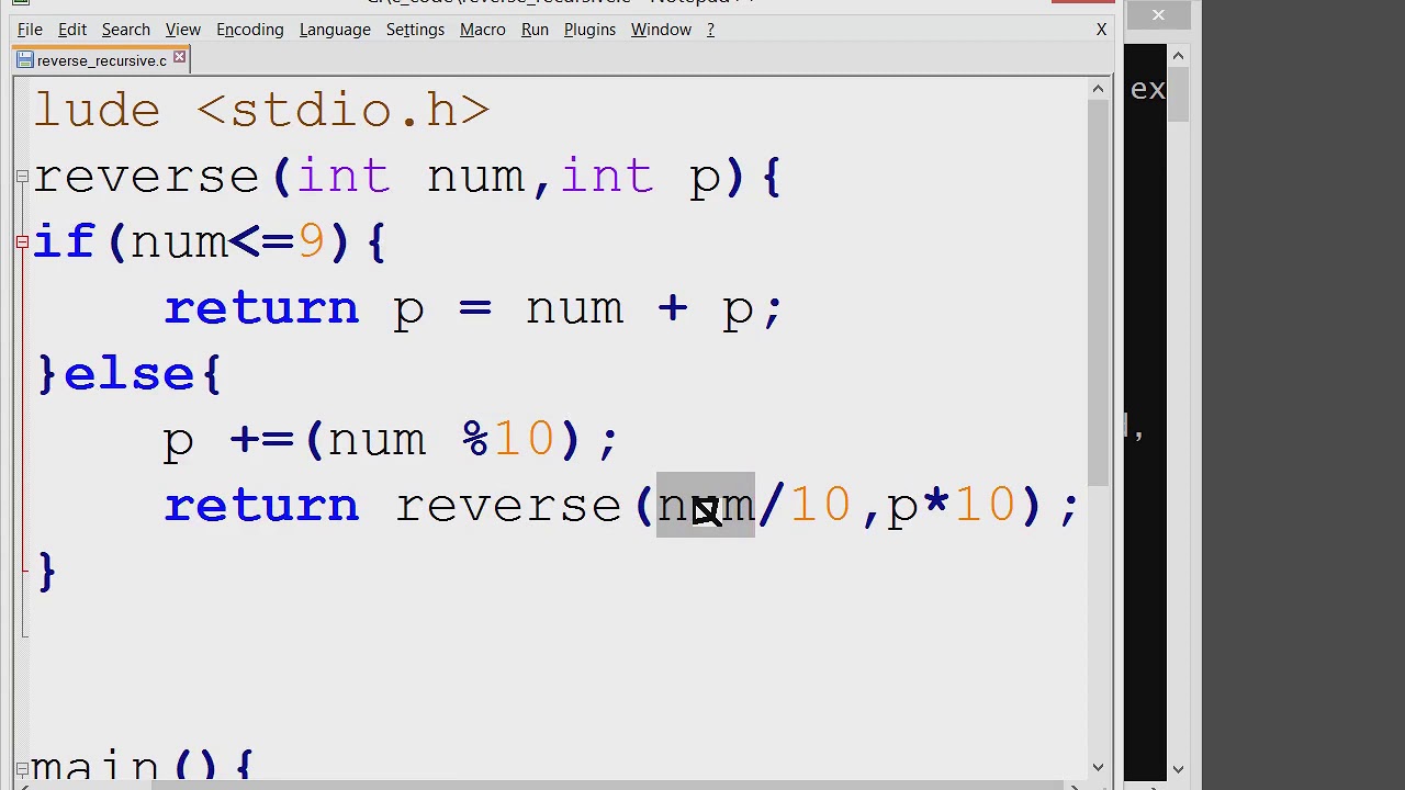 Reverse Digit Of Number | Recursive Program In C Programming Language | Method #1