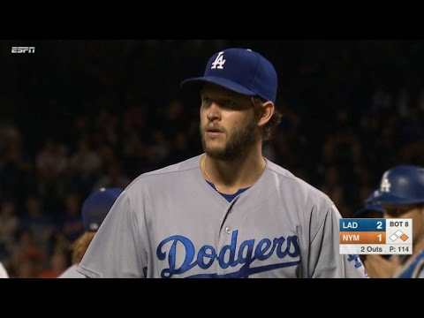 LAD@NYM: Kershaw sets mark, K's 10 over 7 2/3 frames