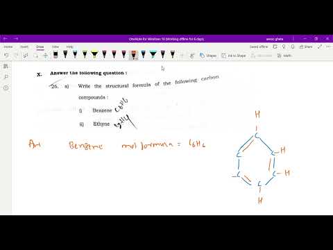 write the structural formula of the following carbon compounds 1) banzene 2) ethyne