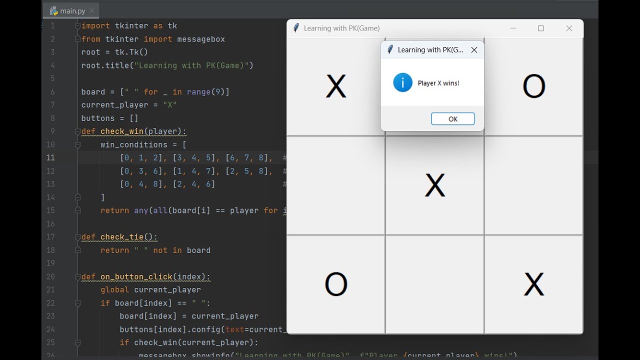 Tic Tac Toe Game Using Python Tkinter | Python | Tkinter | Python Projects | | Vs Code |