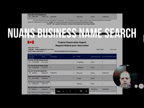 NUANS Business Name Search. Federal Incorporation in Canada