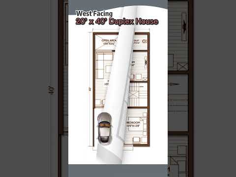 20’ x 40’ 3BHK Duplex House Plan, West Facing, Car Parking, 20 by 40 home plan, 20*40 house plan