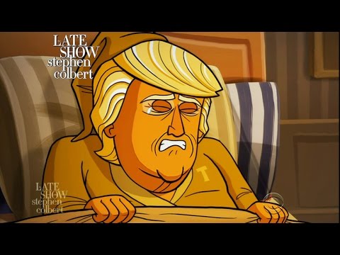 Cartoon Donald Trump Gets Tucked Into Bed By Steve Bannon