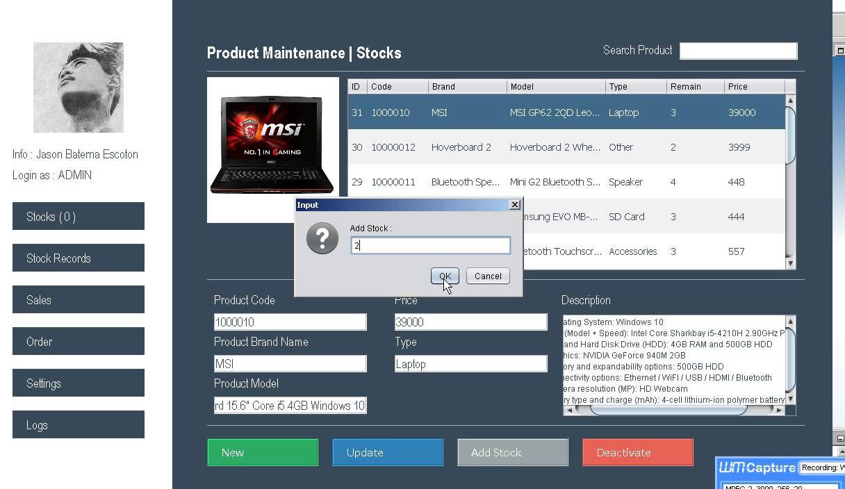 Inventory System (Java Swing) Basic