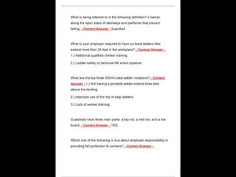 OSHA 10 EXAM QUESTIONS AND ANSWERS GRADED A LATEST 2023