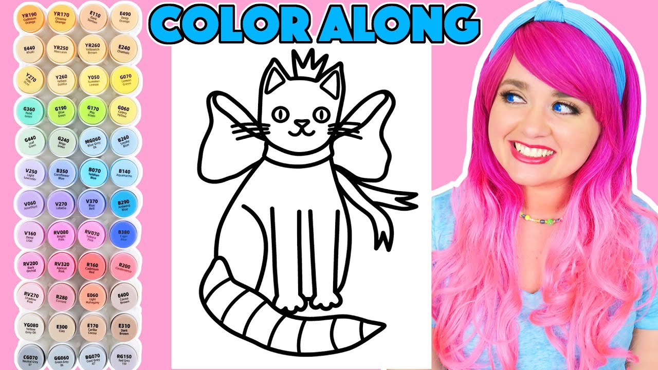Color a Cat Princess Along With Me | COLOR ALONG WITH KIMMI