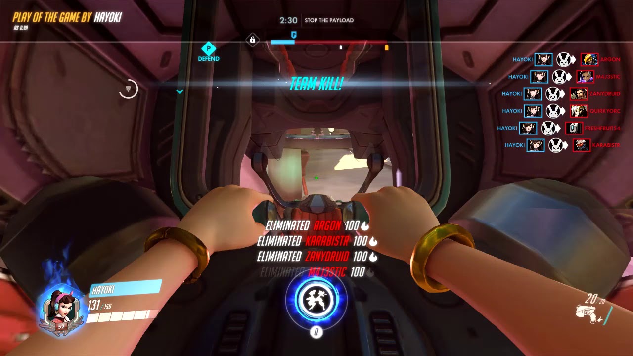 Overwatch D.va team kill in quickmatch