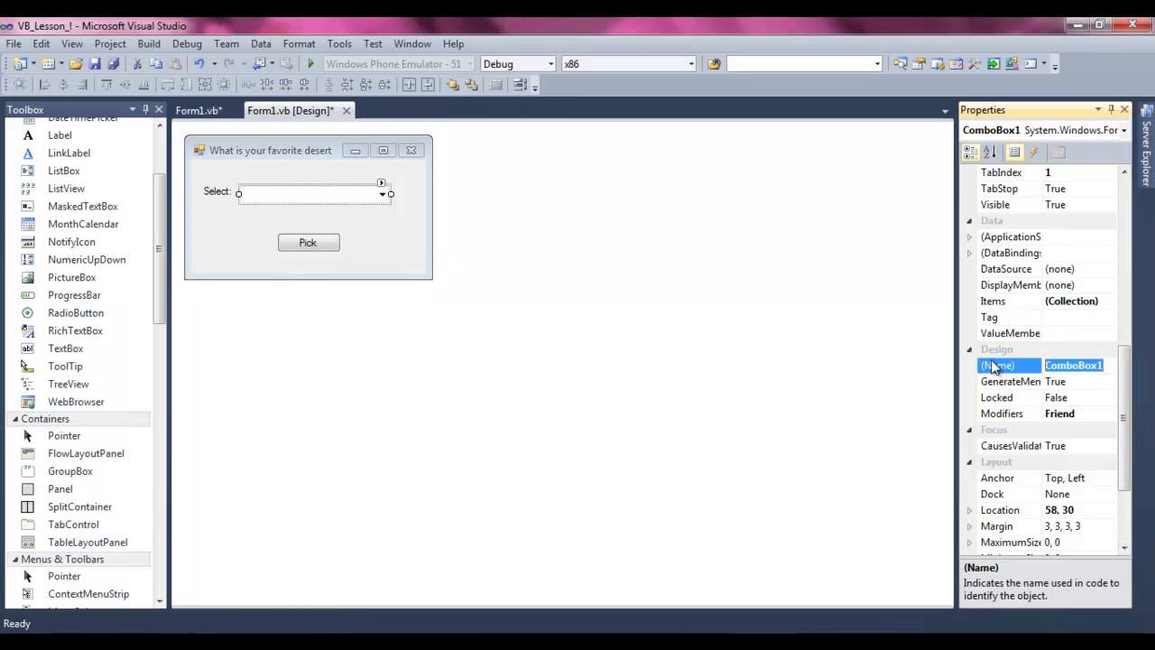 Visual Basic Lesson 1: Beginning GUI Programming