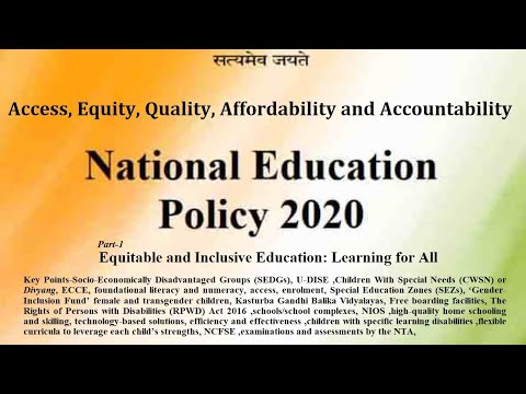 Equitable and Inclusive Education Learning for All NEP 2020 Part 1
