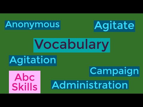 Meaning of Anonymous , Agitate, Agitation, Campaign, Administration in Hindi/spoken english