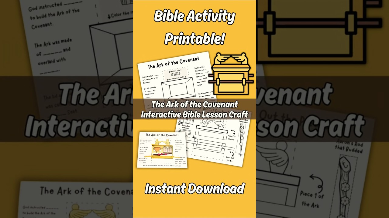 The Ark of the Covenant Kids Bible Lesson Printable Craft Activity Available in my Etsy Shop.