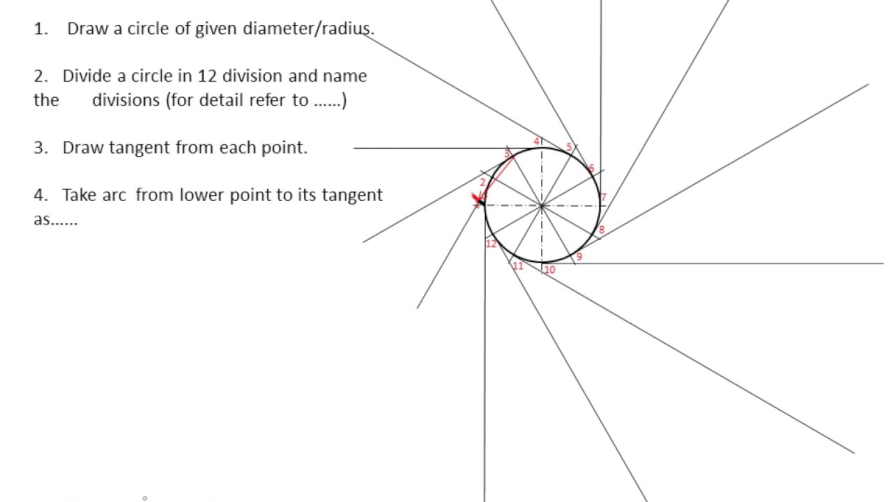 Engineering Drawing Tutorials Plane Geometrical construction involute   YouTube