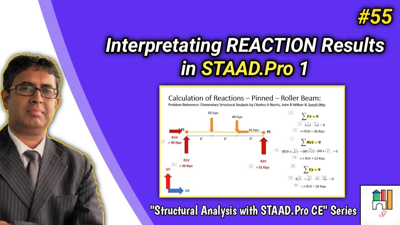 # 55  - Interpreting REACTION Results in STAAD.Pro – 1