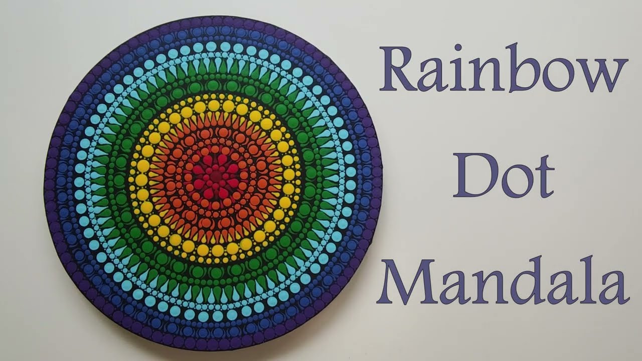 Simple Dot Art Mandala Colorful Rainbow Painting