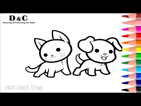 How to Colouring Pages Cat & Dog βΏ Coloring Animals Learning Videos For Kids Colours Step By Step