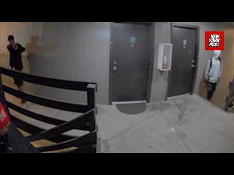 Terrifying moment Tren de Aragua gang members stack up outside Aurora apartment