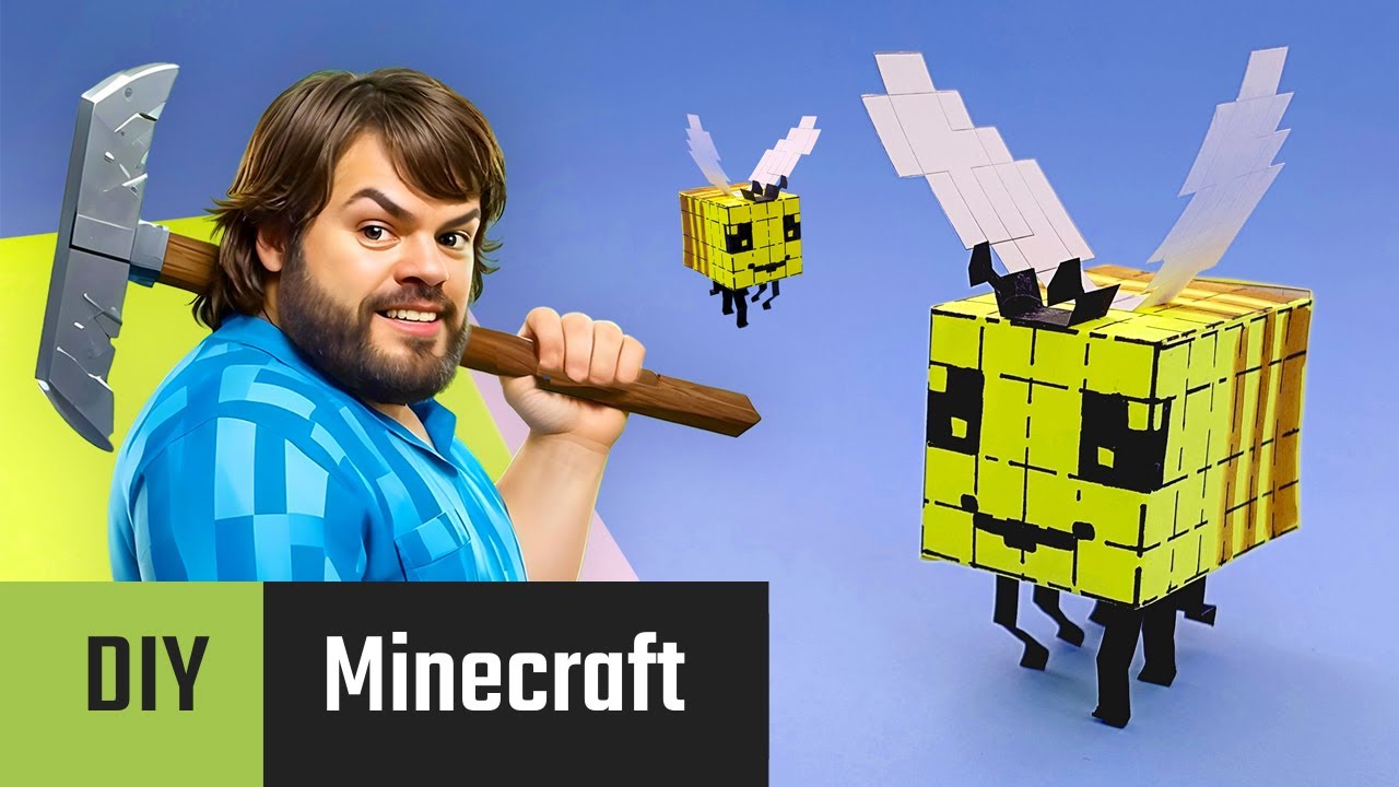 Minecraft Bee Papercraft DIY – How to Make a Paper Minecraft Bee Step by Step – Easy Craft Idea 🐝