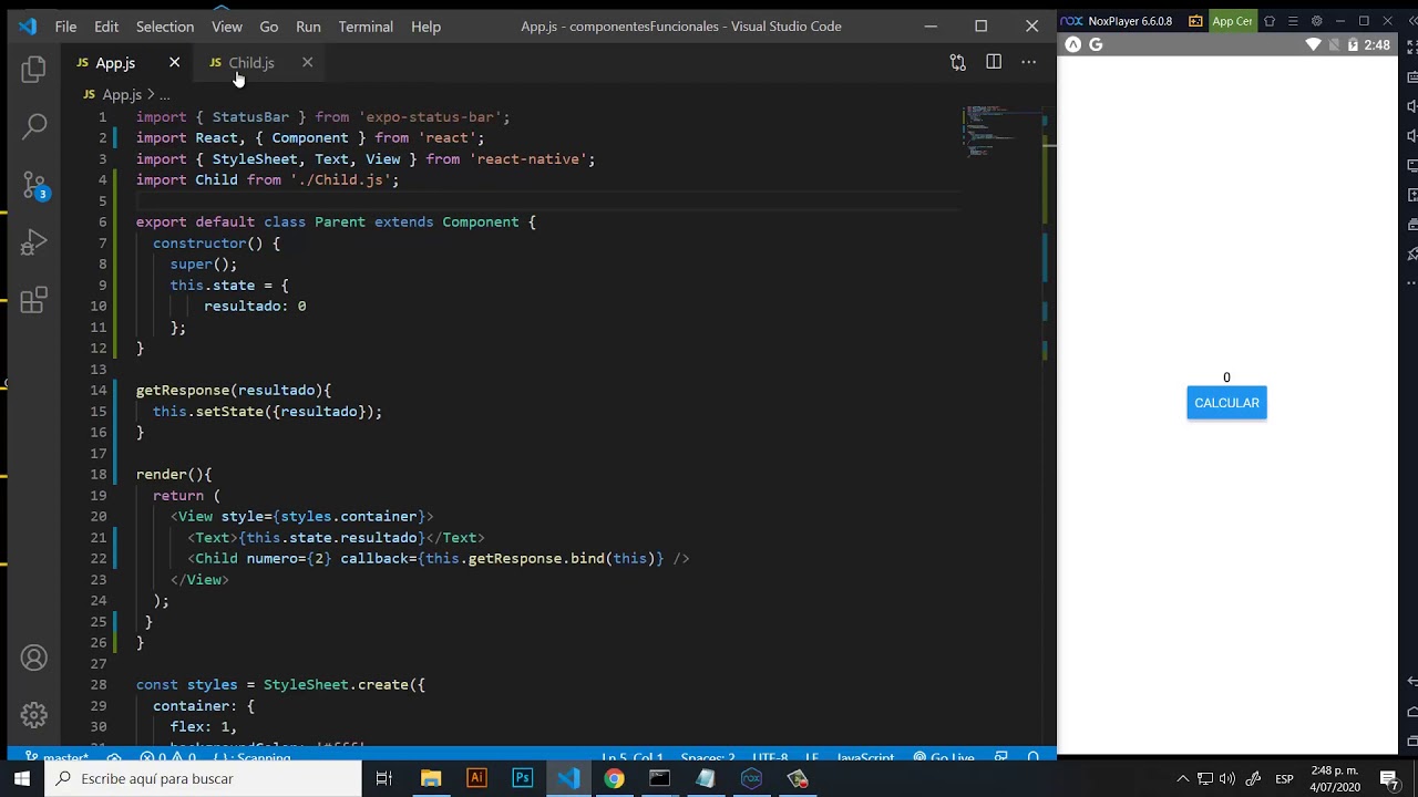 React Native comunicacion entre componentes