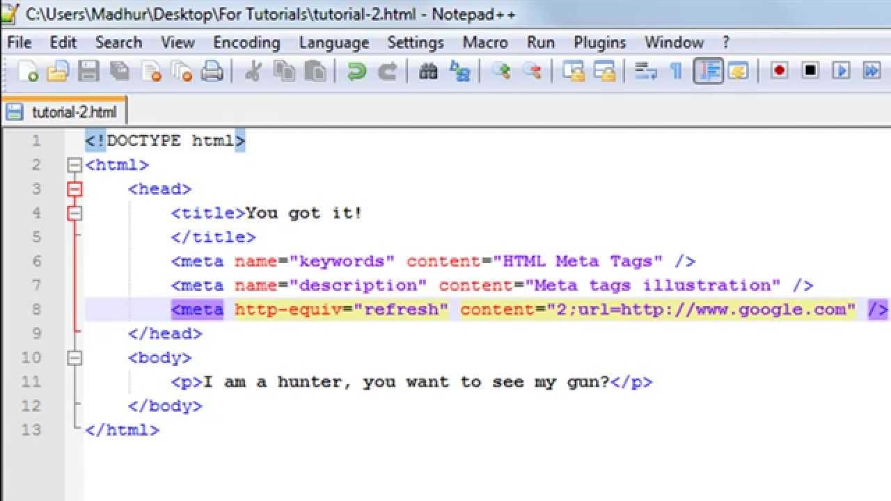 HTML Tutorial - 2: Meta Tag in HTML
