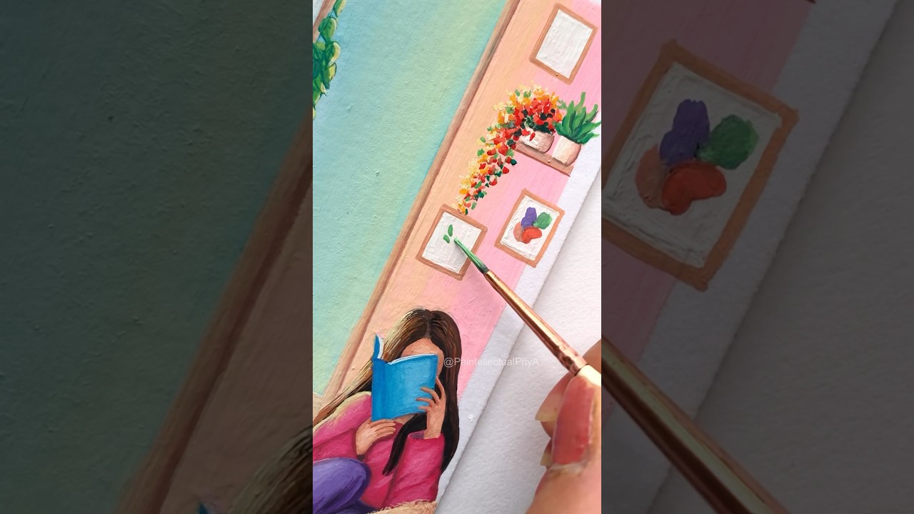 Girl Painting Bookmark 📚 😱 #shorts