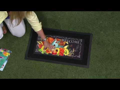 Sassafras Door Mat with 3 Decorative Inserts by Evergreen on QVC