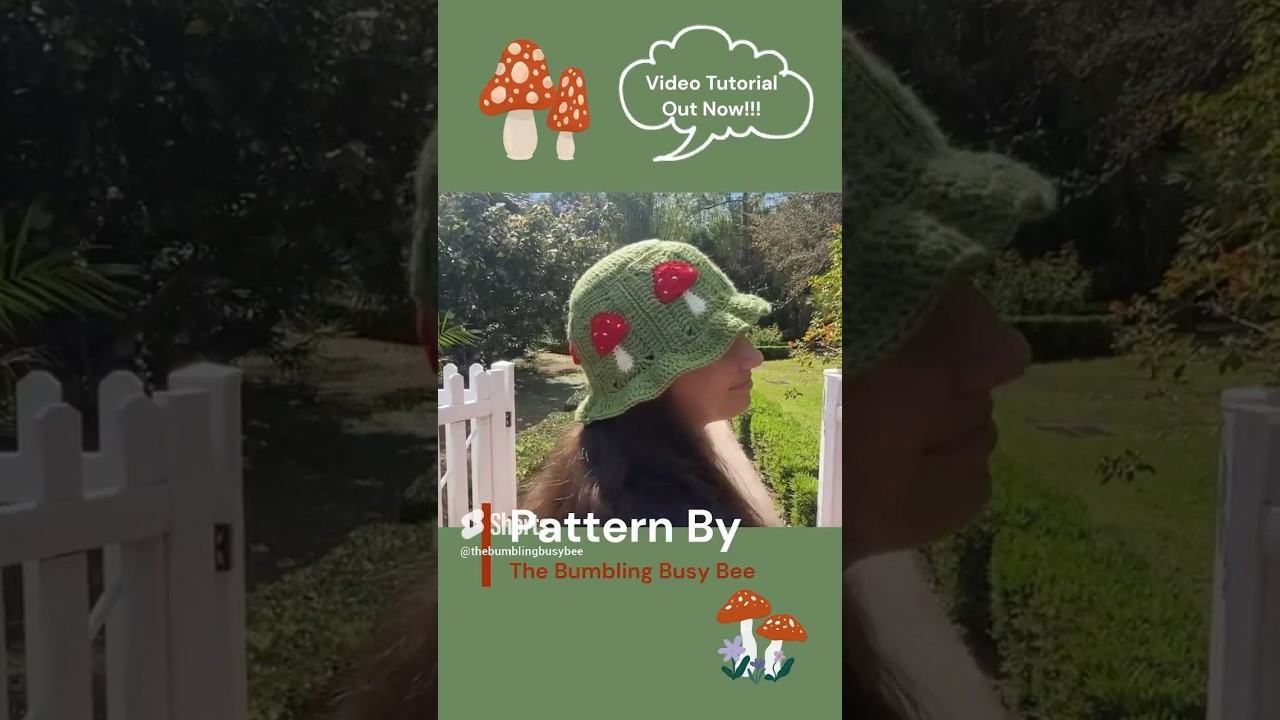 Mushroom Granny Square Bucket Hat- Full Crochet Tutorial Available Now!