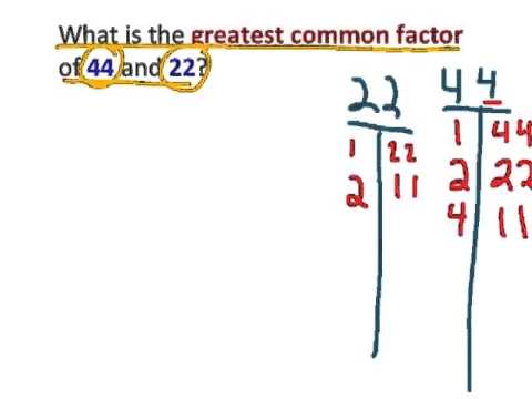 Greatest Common Factor 44 and 22 TEK6.1E