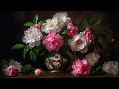 Japanese Camellias | Vintage Inspired Art For Your TV in 4K