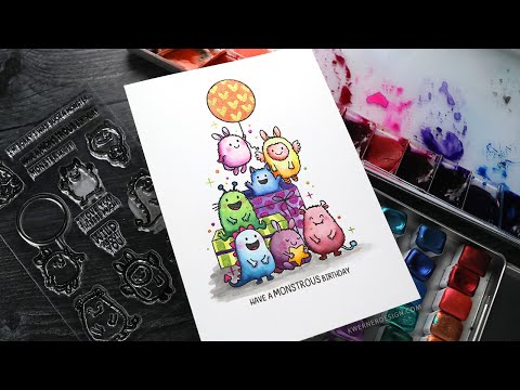Watercoloring a Monsters Birthday Card!