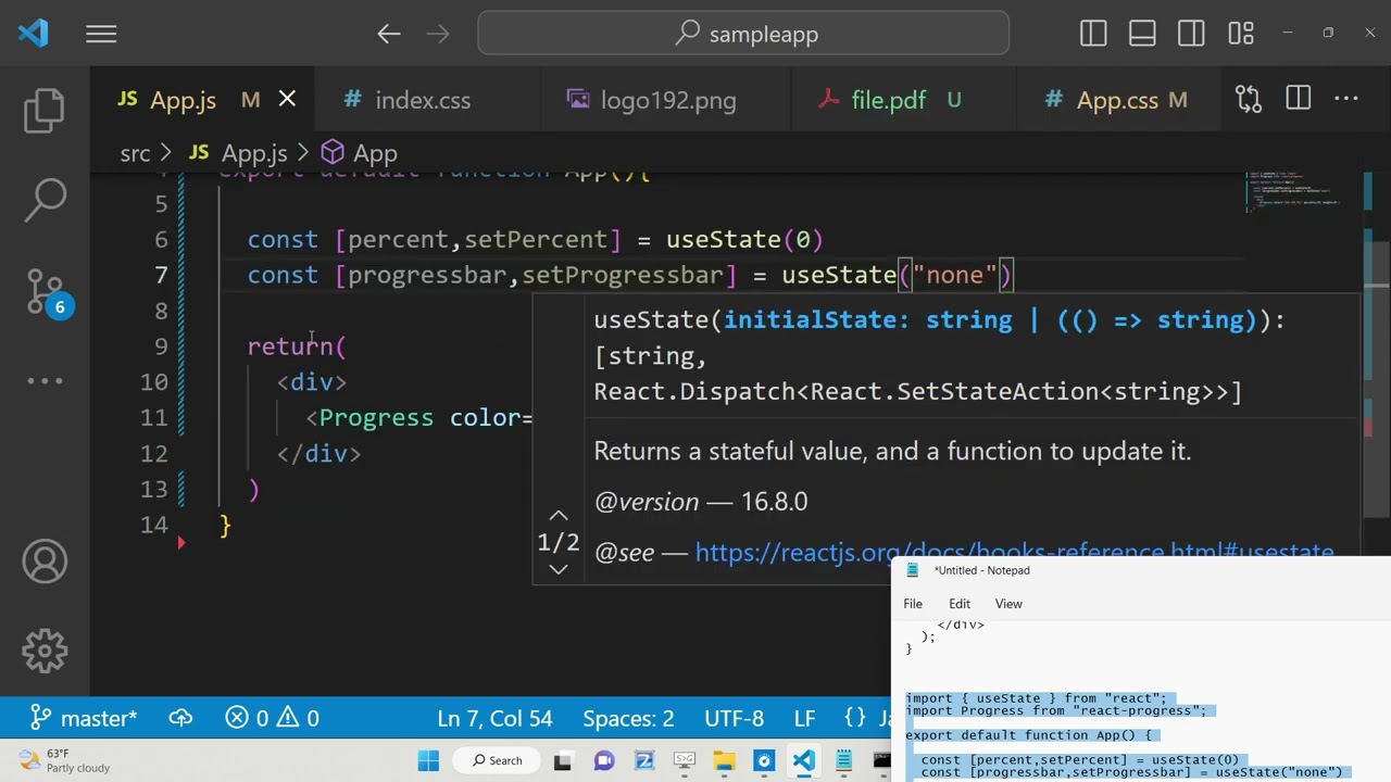React.js react-progress Example to Show Youtube ProgressBar Animation to Download File in Browser