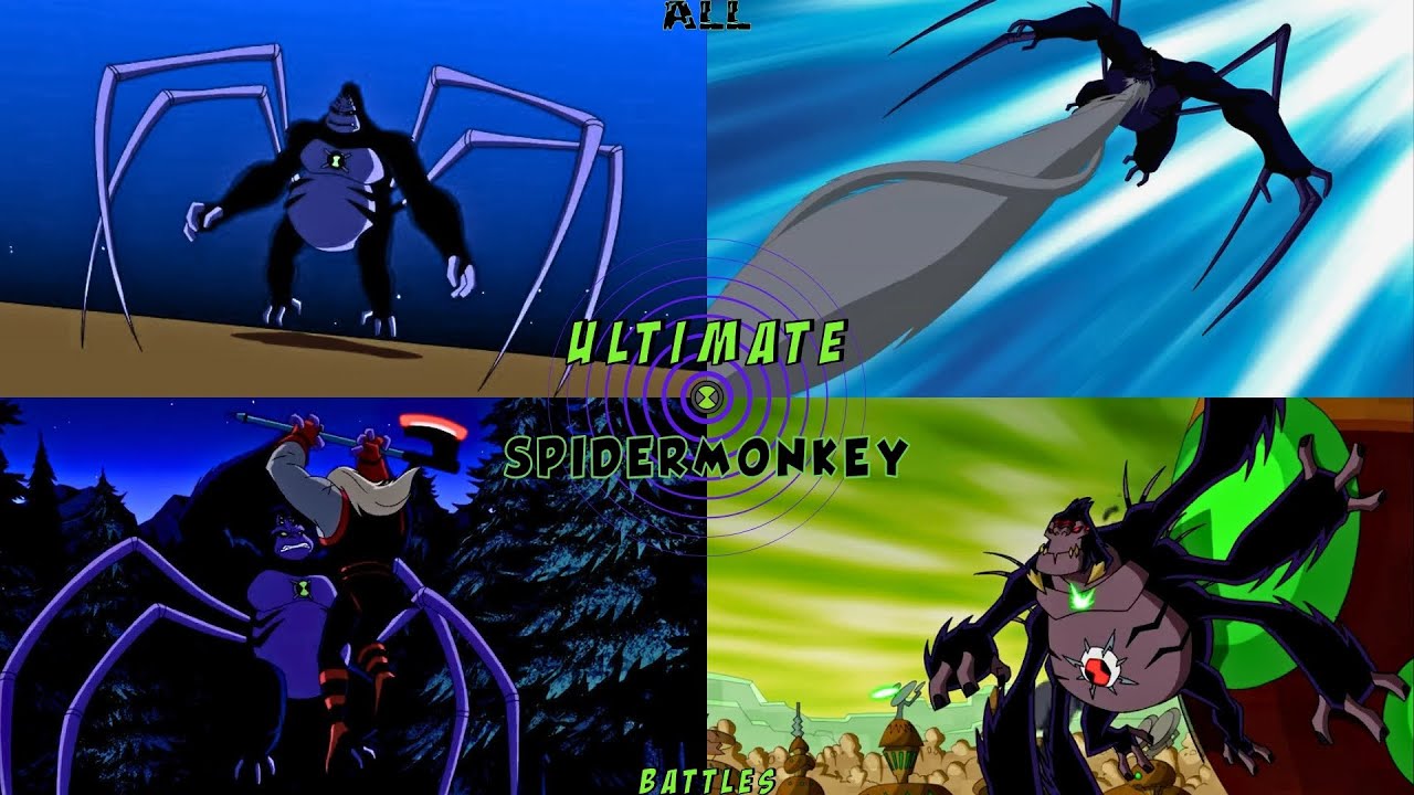 Ultimate Spidermonkey - All Transformations / Battles (Ben 10: Ultimate Alien; Omniverse) (HD)