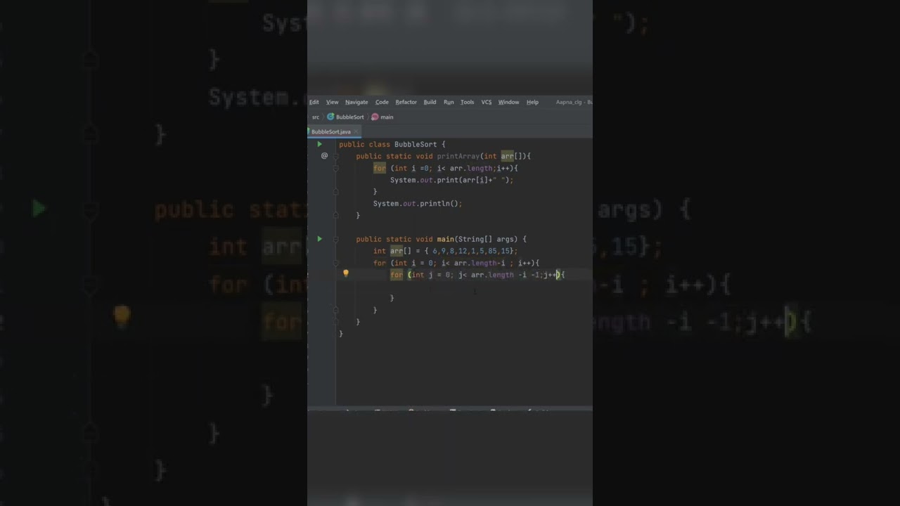 java Program || Sorting || BUBBLE SORT || #shorts #java #programming || Code Else