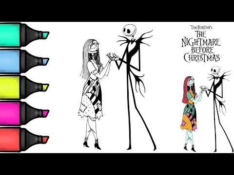 The Nightmare Before Christmas Sally and Jack Coloring | Coloring Videos for Kids #coloring #markers