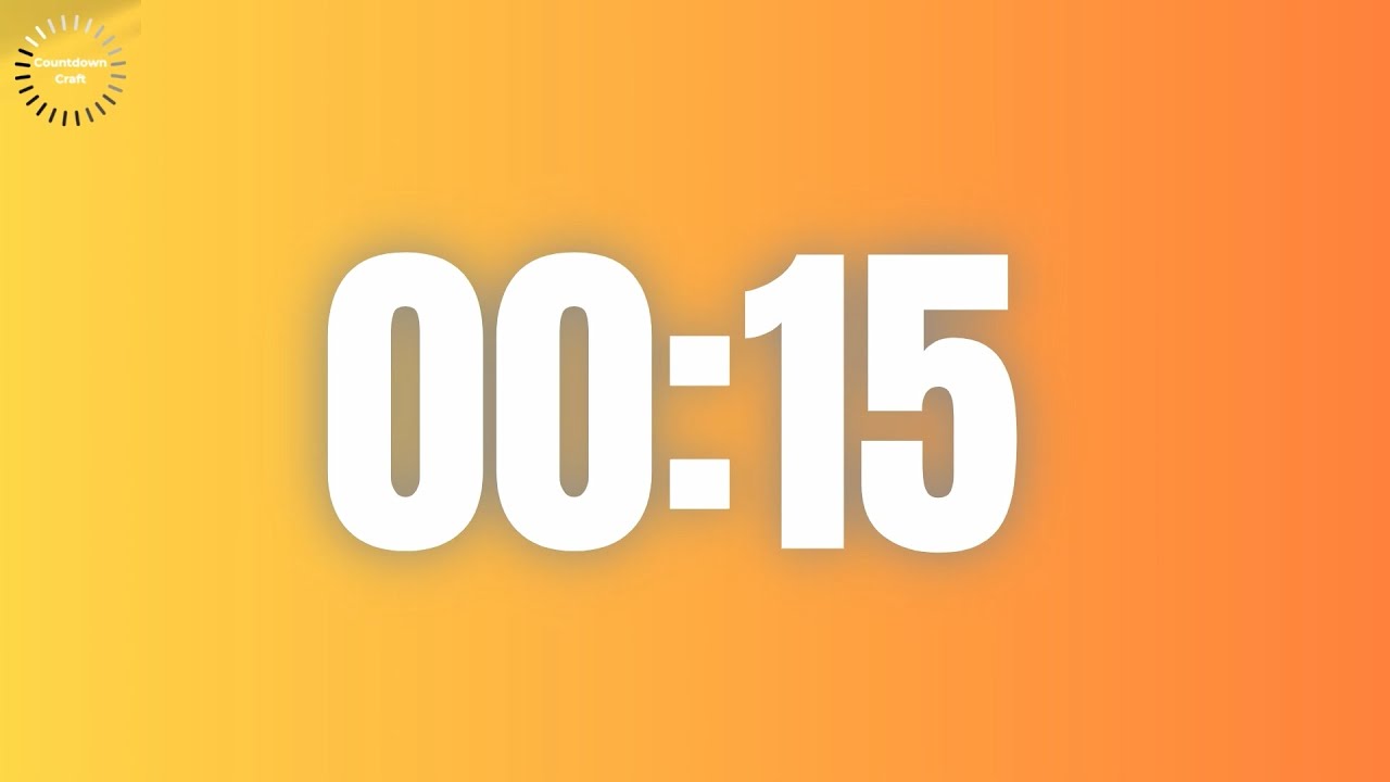 15 Seconds Countdown Timer (in Yellow & Orange Gradient Background)
