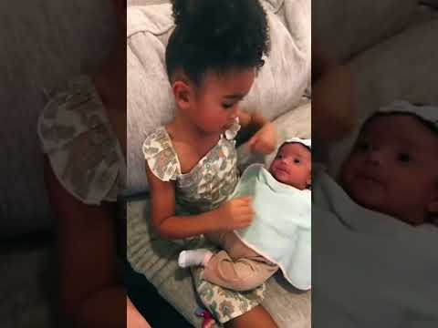 Scarlett holding tiny baby Alaya! #shorts #babygirl #babysitter #scarlettgray