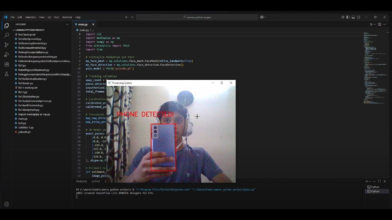 Exam Cheating Detection App | Real-Time Proctoring with Python, OpenCV, YOLOv8 & MediaPipe