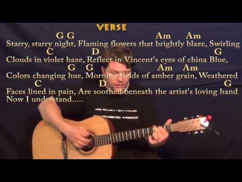 Vincent "Starry Starry Night" (Don McLean) Strum Guitar Cover Lesson with Chords/Lyrics