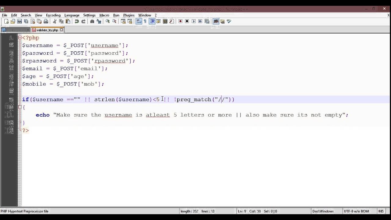 PHP Basic Form Validation Part 1