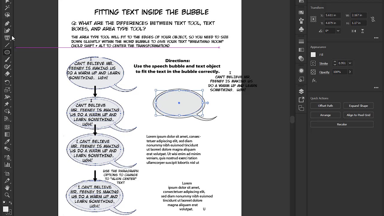 Fitting text inside speech bubble