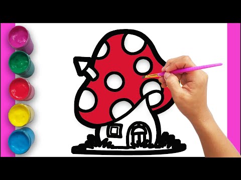 Mushroom House Drawing, Painting and Coloring for Kids, Toddlers π Easy to Draw, Paint Together
