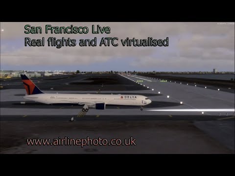 SFO San Francisco Virtual airport Live real life flights departures-arrivals virtualised!!!