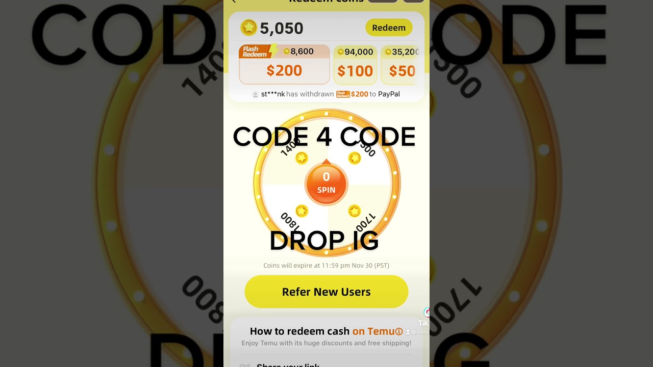 temu money method 🤑 comment ig code 4 code