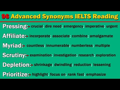 96 Commonly Used Advanced Vocabulary with Synonyms for IELTS Reading
