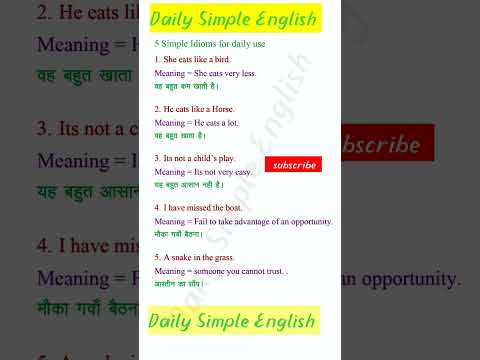 5 Simple Daily Use Idioms daily use #idioms #phrases #ytshorts #vocabulary #wordmeaning #shorts