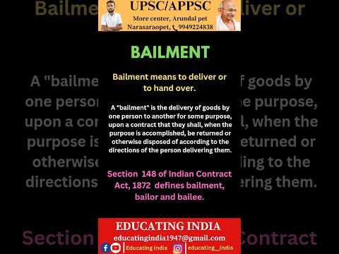 What is Bailment? || Indian Contract Act 1872 || Section - 148