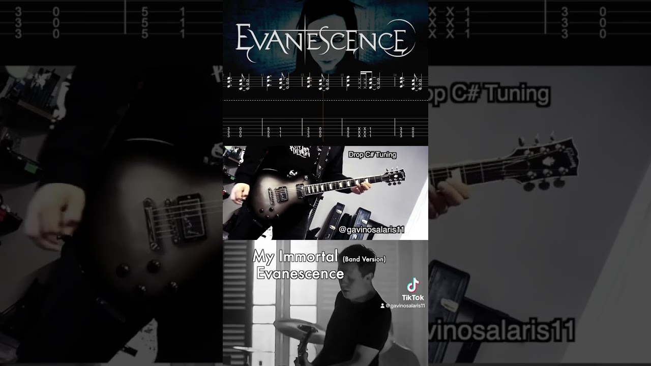 My Immortal (Band Version) - Evanescence Full Guitar Lesson with Tab & Sheet on Screen #evanescence
