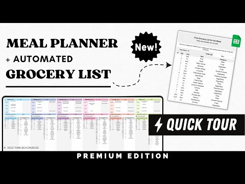Meal Planner and Automated Grocery List - Google Sheets Template - Plan your Meals for the Month