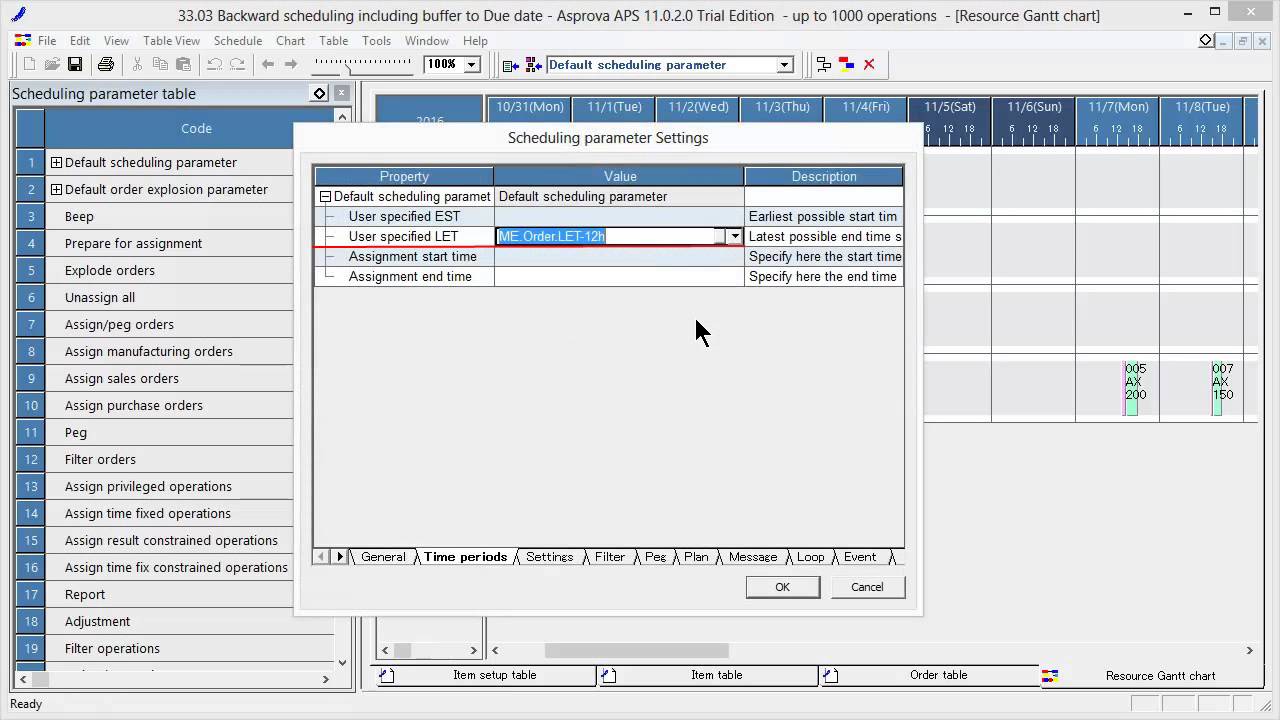 33.03 Backward scheduling including buffer to Due date