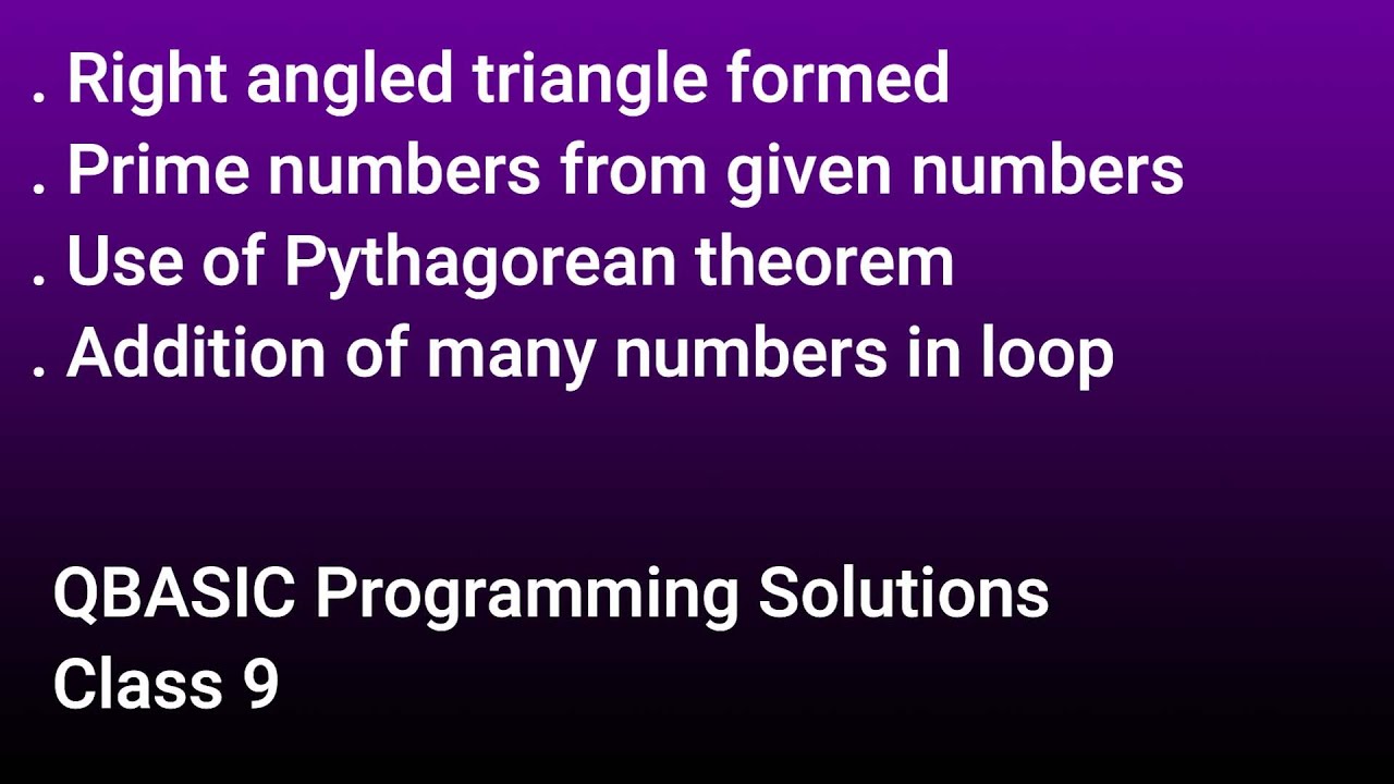 #QBASIC || Programming Solutions || Class 9 || Right-angled Triangle formed || Prime Numbers ||